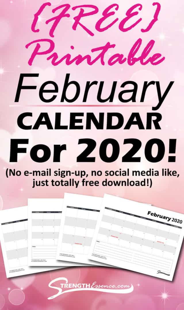 free-printable-calendar-february-2020 - Strength Essence