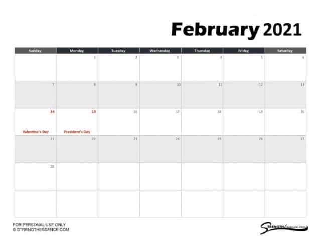 february-calendar-pdf-with-holidays - Strength Essence